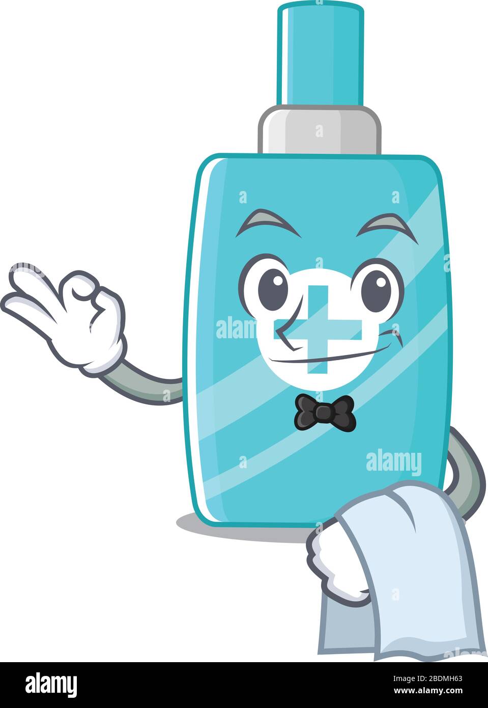 A cartoon character of ointment cream waiter working in the restaurant ...