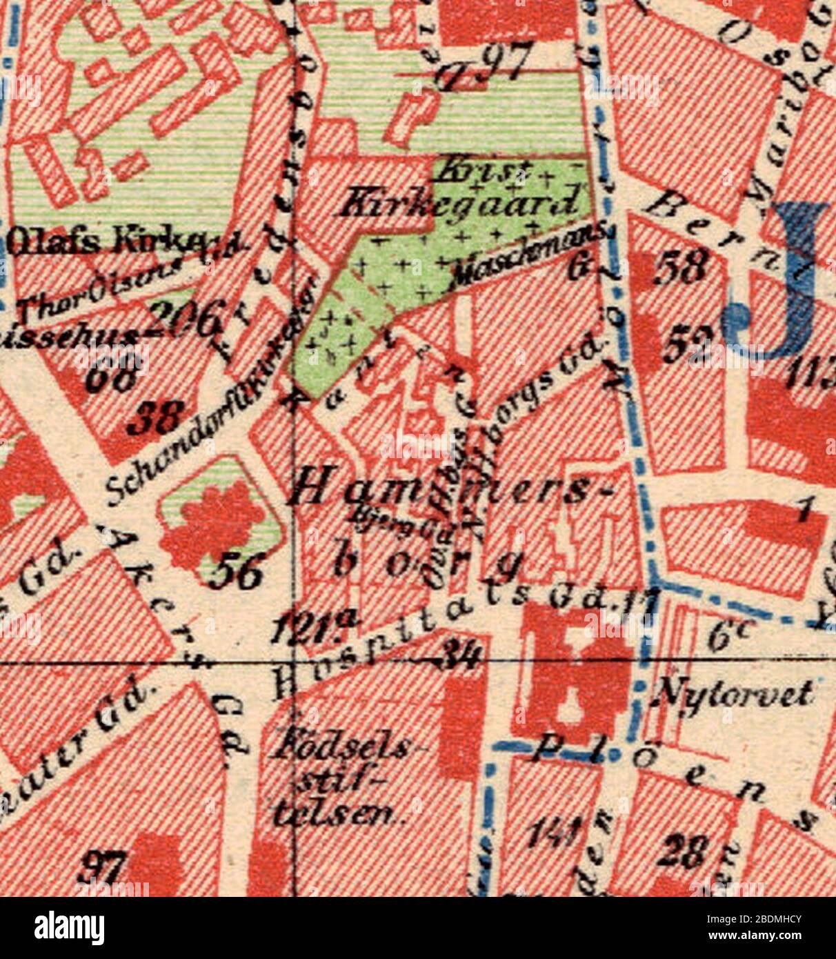 Hammersborg map 1900 Stock Photo - Alamy