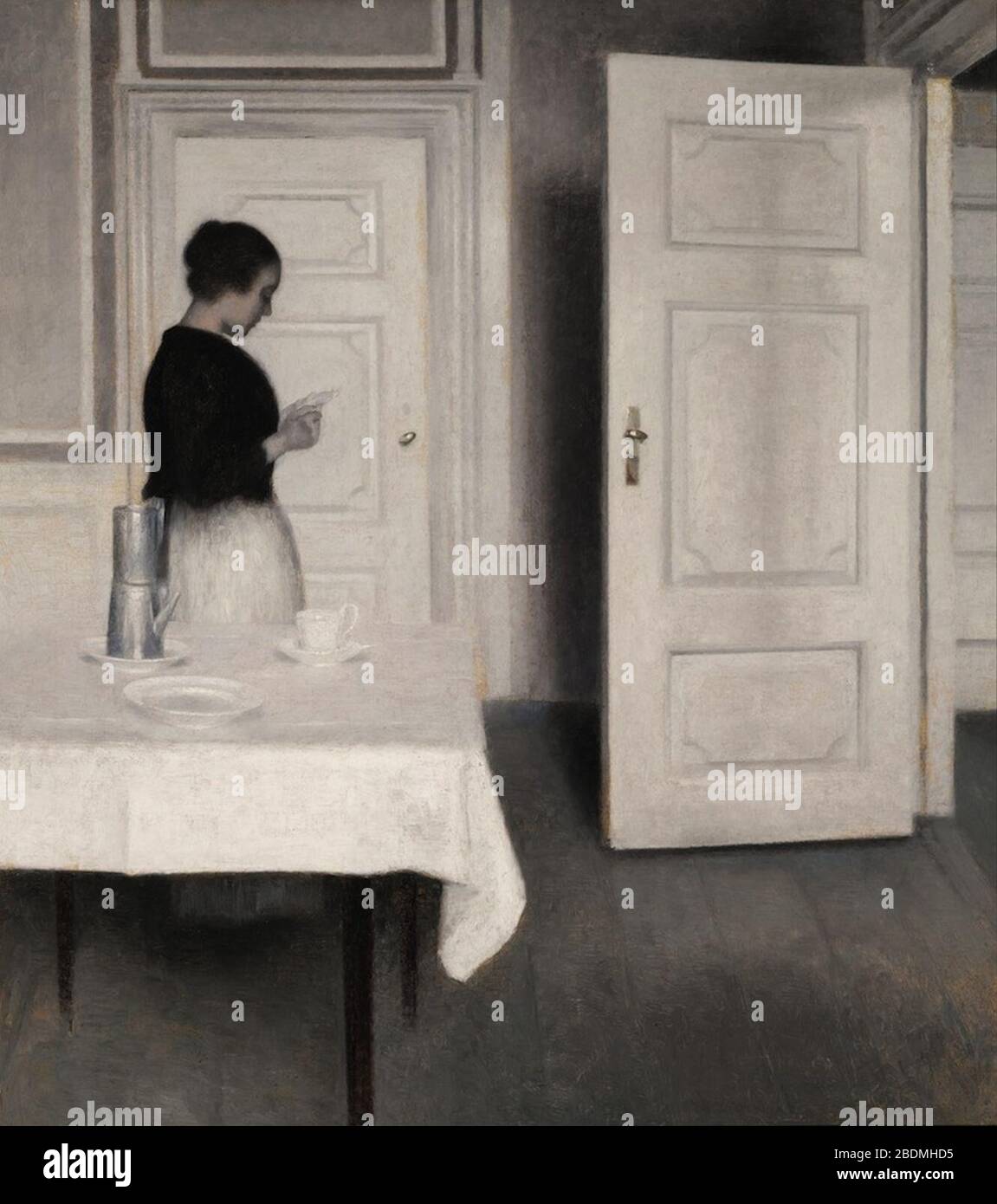 Hammershoi Ida Reading a Letter Stock Photo - Alamy