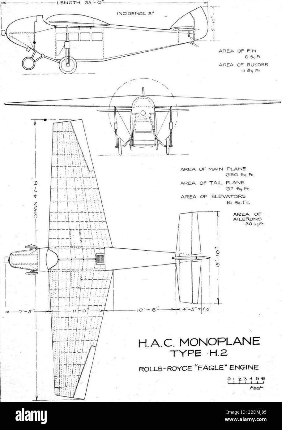 Handasyde H.2 3-view Flight July 20, 1922 Stock Photo - Alamy
