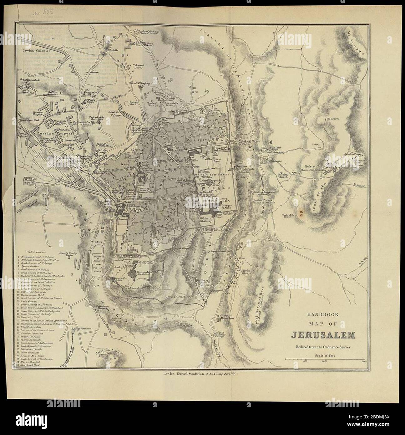 Handbook map of Jerusalem Reduced from the Ordnance Survey Stock Photo ...