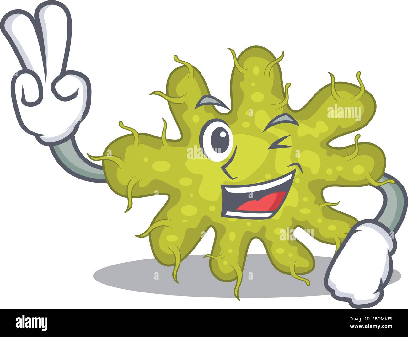Happy bacterium cartoon design concept with two fingers Stock Vector ...