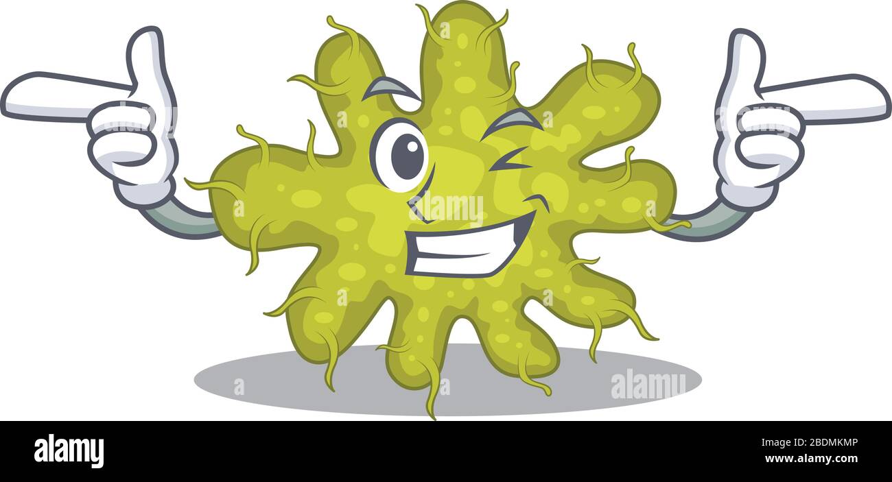 Cartoon design concept of bacterium with funny wink eye Stock Vector ...