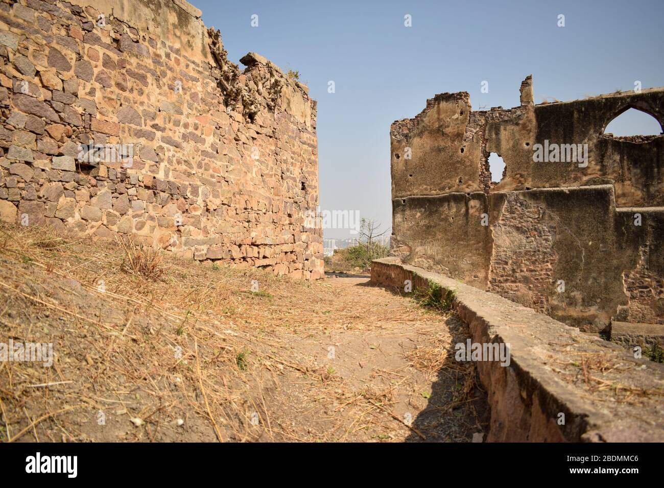 Dirty Pathway In Historical Fort. Dirty Road view Background stock ...