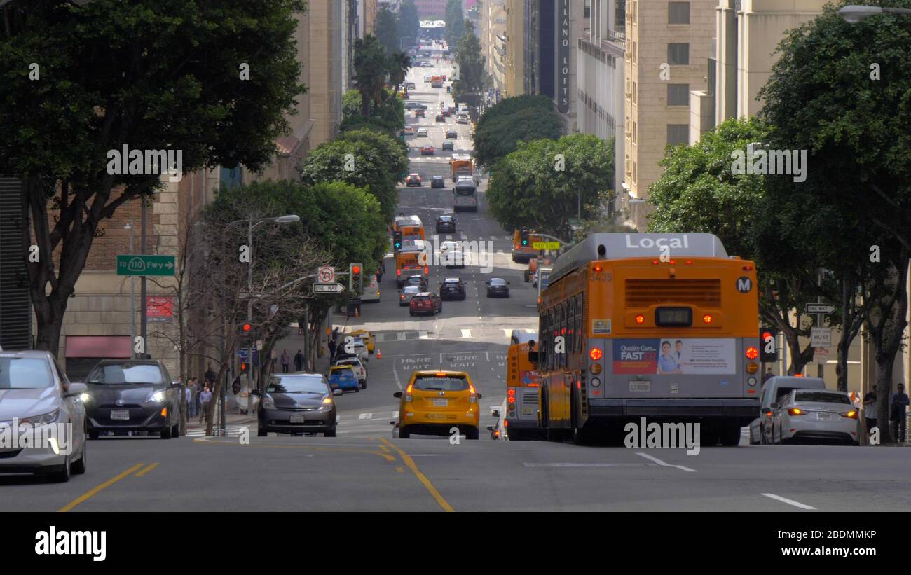 Street view in Downtown Los Angeles - CALIFORNIA, USA - MARCH 18, 2019 ...