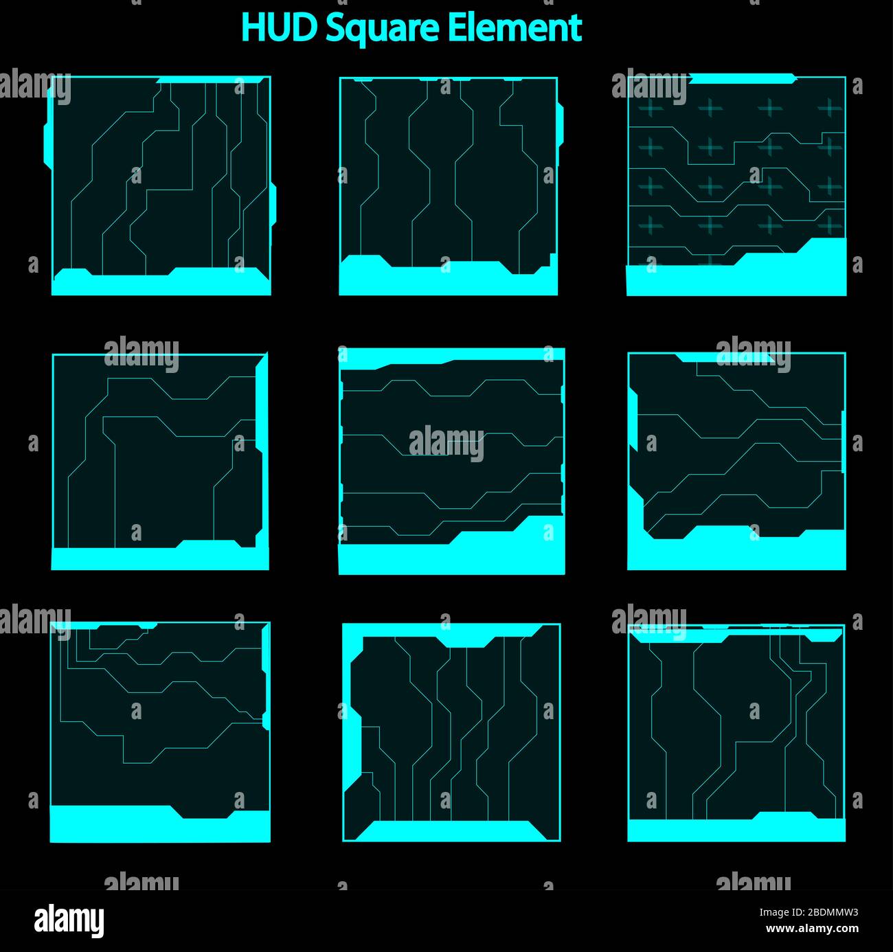 Set of hud square elements,Futuristic Sci Fi Modern User Interface Set ...