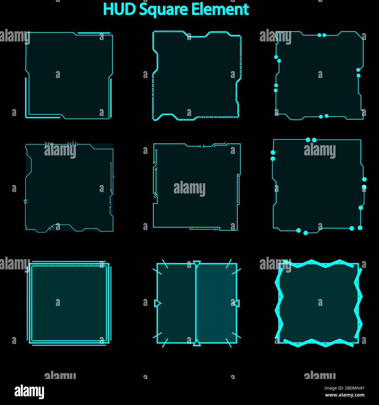 Set of hud square elements,Futuristic Sci Fi Modern User Interface Set ...