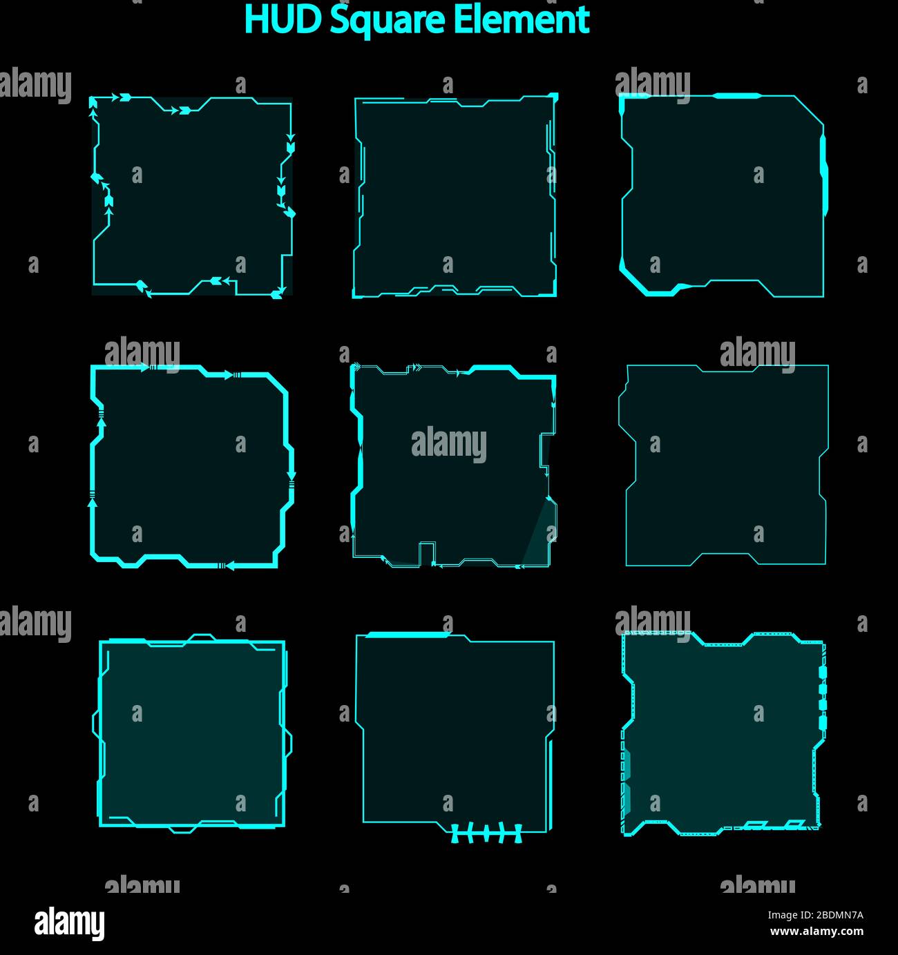 Set of hud square elements,Futuristic Sci Fi Modern User Interface Set ...