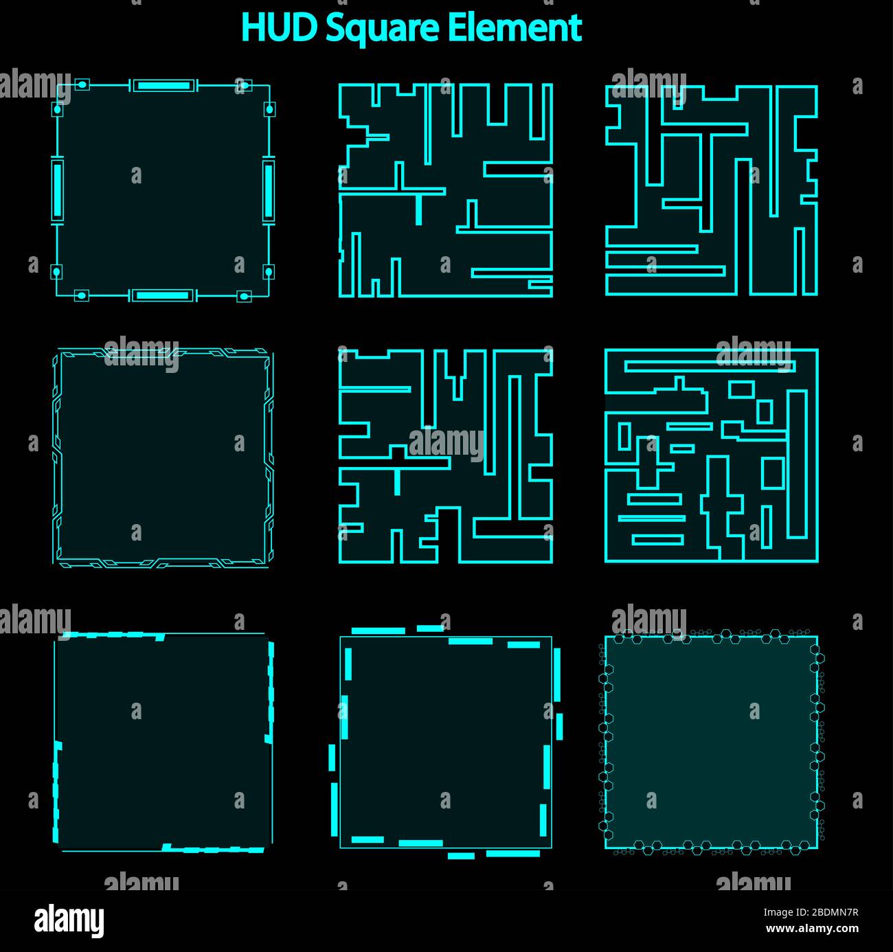 Set of hud square elements,Futuristic Sci Fi Modern User Interface Set ...