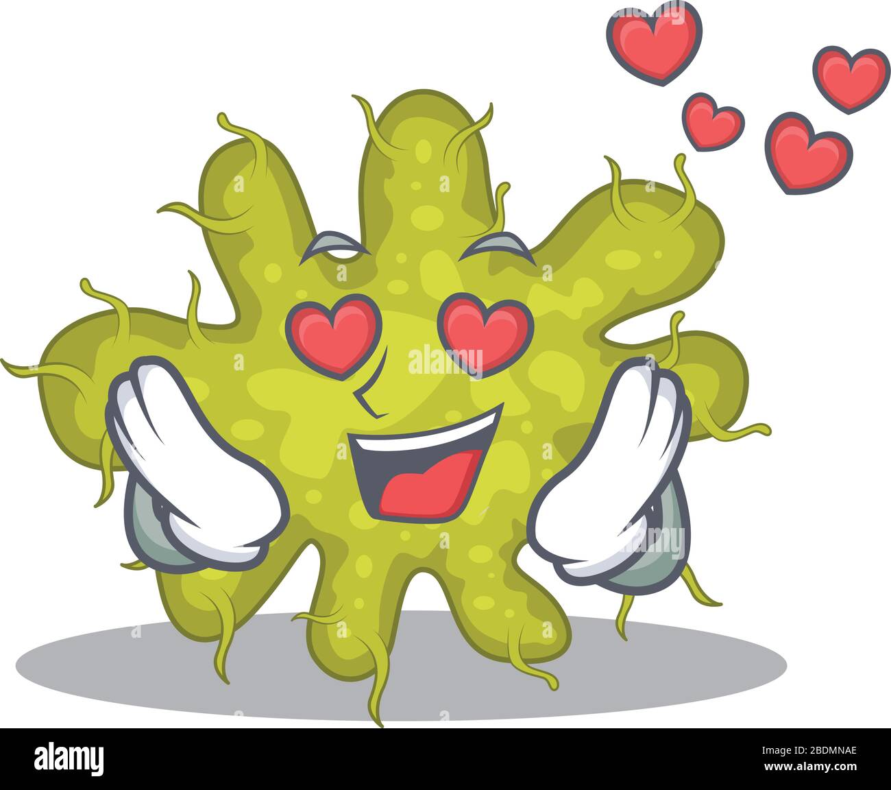 Cute bacterium cartoon character has a falling in love face Stock ...