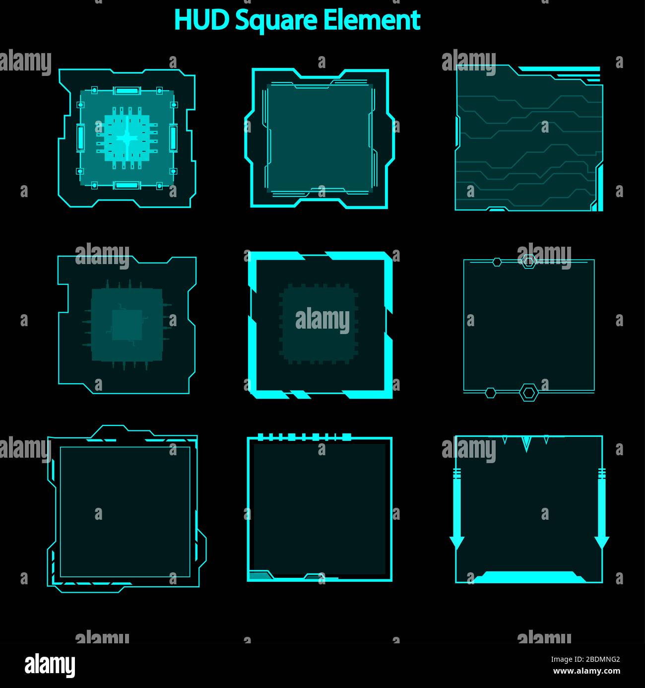 Set of hud square elements,Futuristic Sci Fi Modern User Interface Set ...