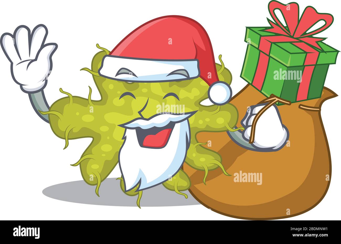 Cartoon design of bacterium Santa with Christmas gift Stock Vector ...
