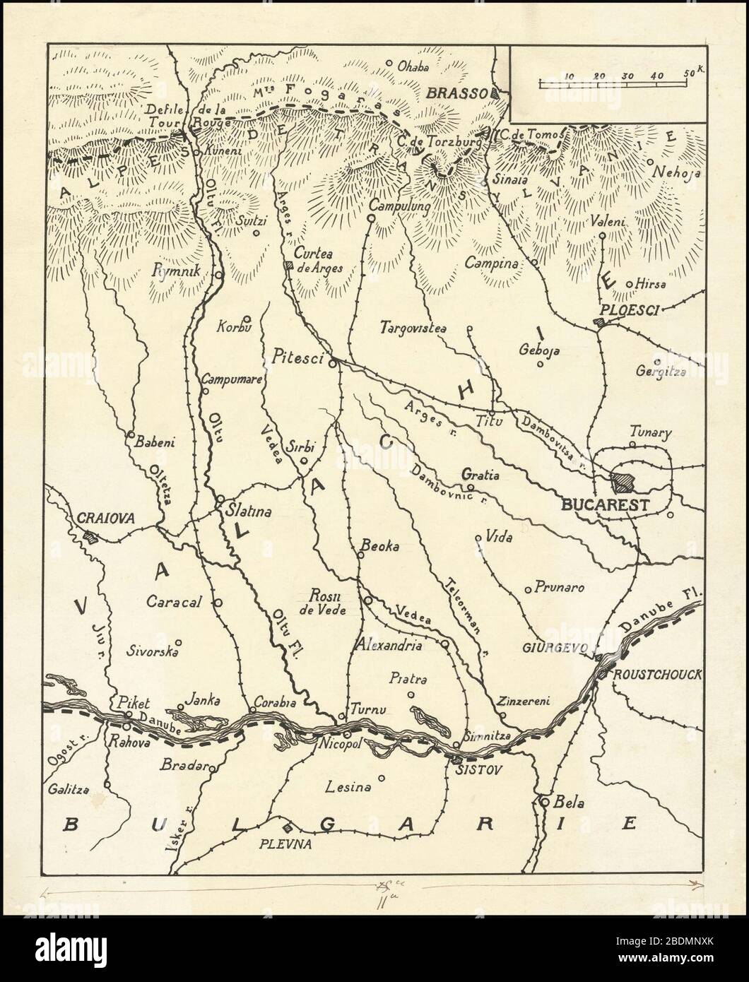 Hand-drawn map of Romania in World War I Stock Photo - Alamy