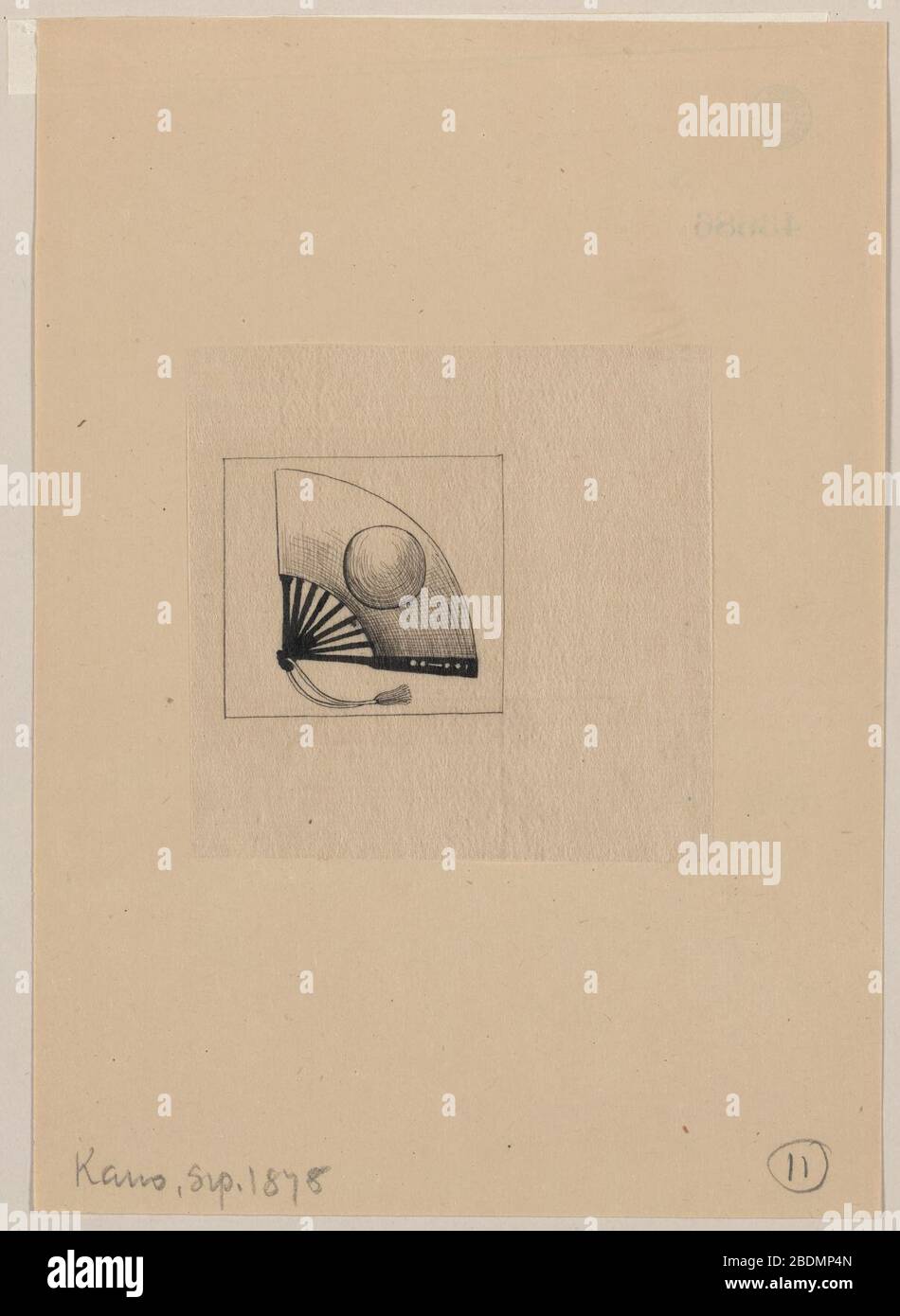 Hand-held folding fan with circular design Stock Photo - Alamy