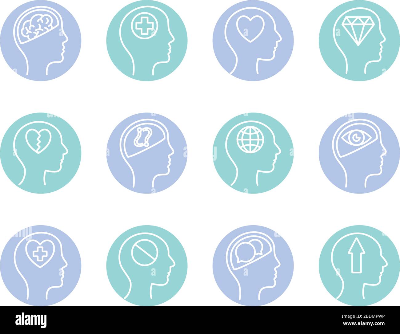 Mental health block style icon set vector design Stock Vector Image ...