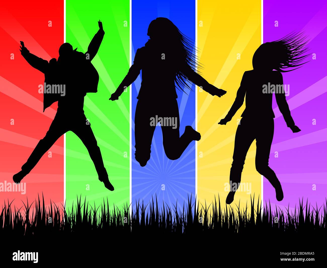 Three people jumping Stock Photo - Alamy