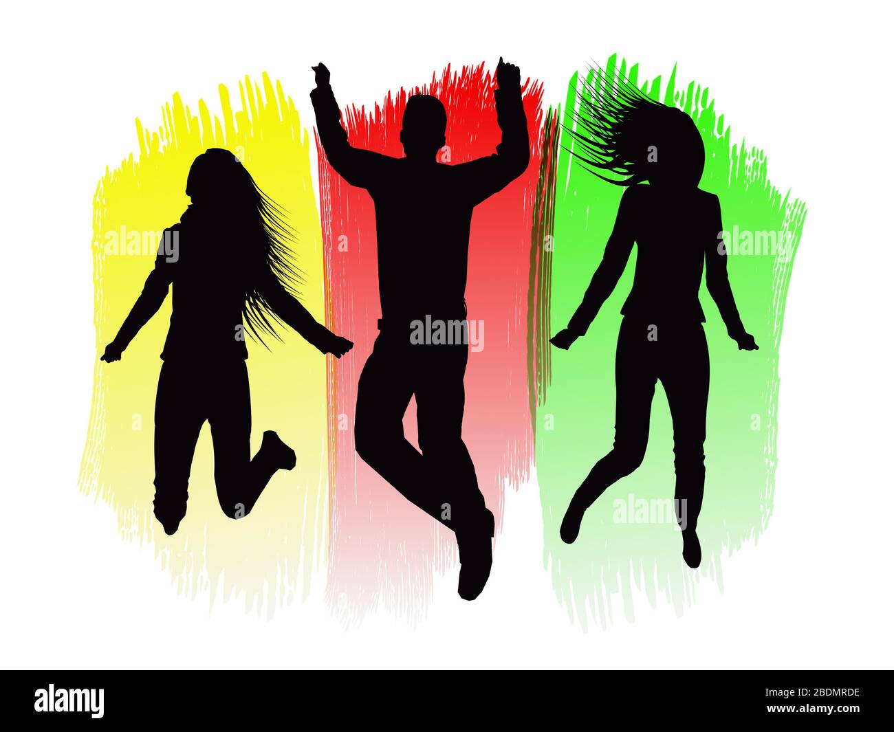 Three people jumping Stock Photo - Alamy