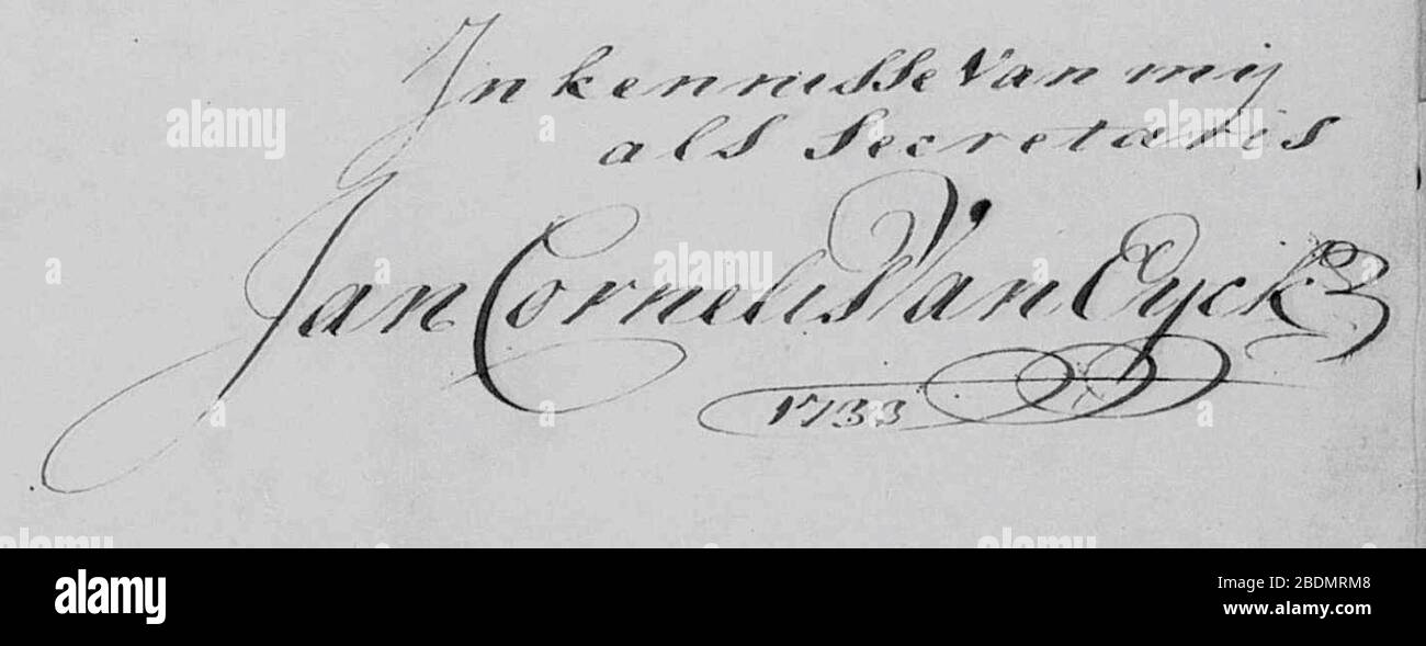 Handtekening Jan Cornelis van Eijck (1709-1768 Stock Photo - Alamy