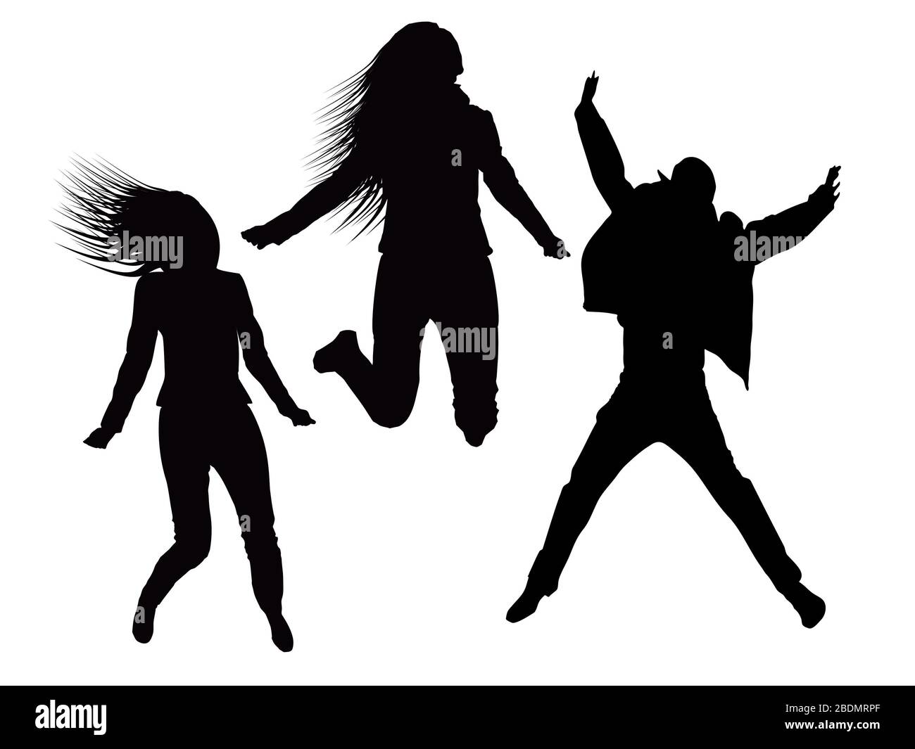 Three people jumping Stock Photo - Alamy