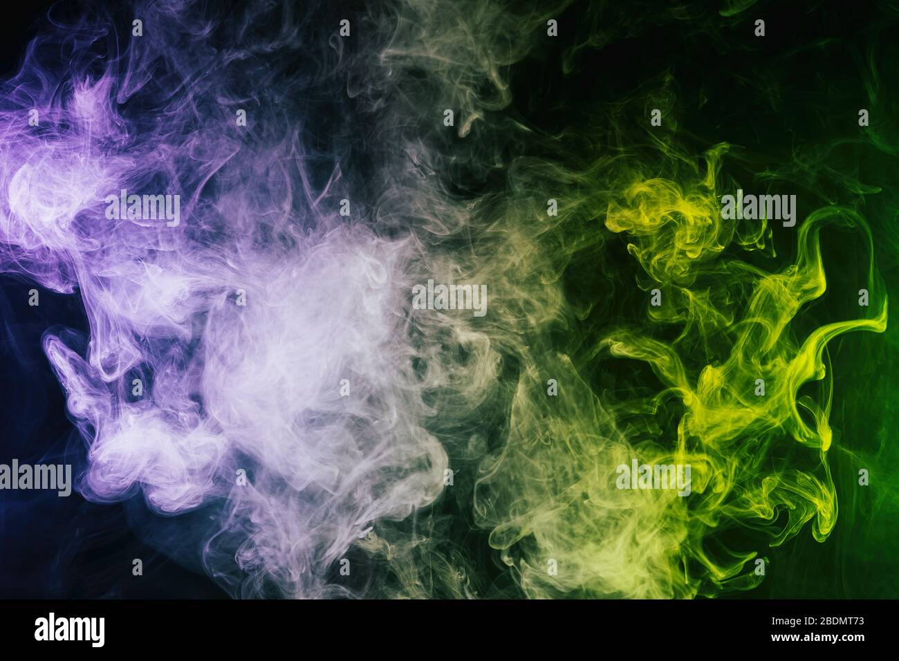 Pattern, Neon green and blue smoke in the on a dark isolated background ...