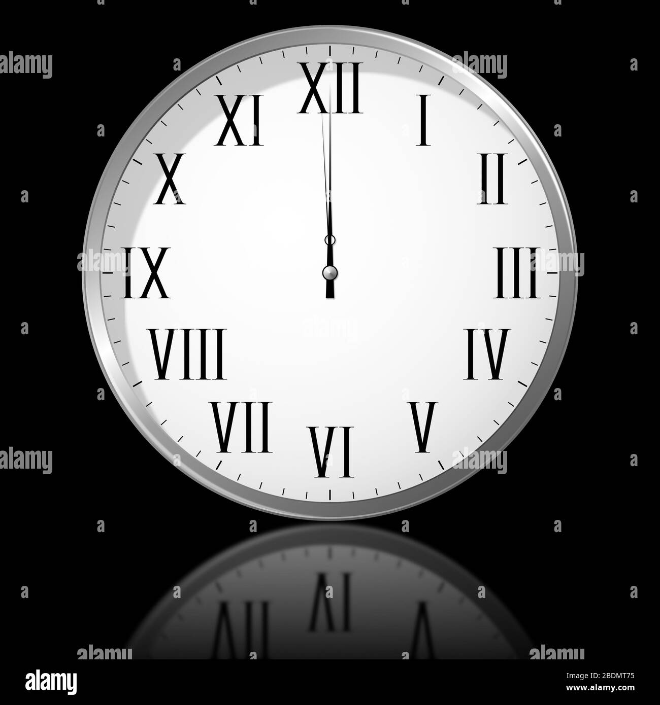 Clock on black background Stock Photo - Alamy