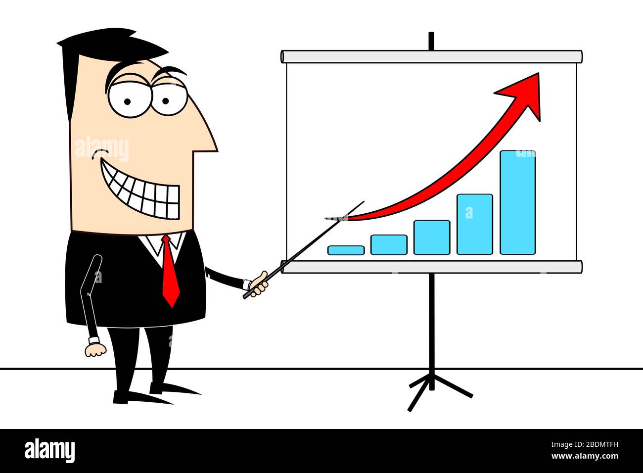 Cartoon businessman, growth chart Stock Photo - Alamy