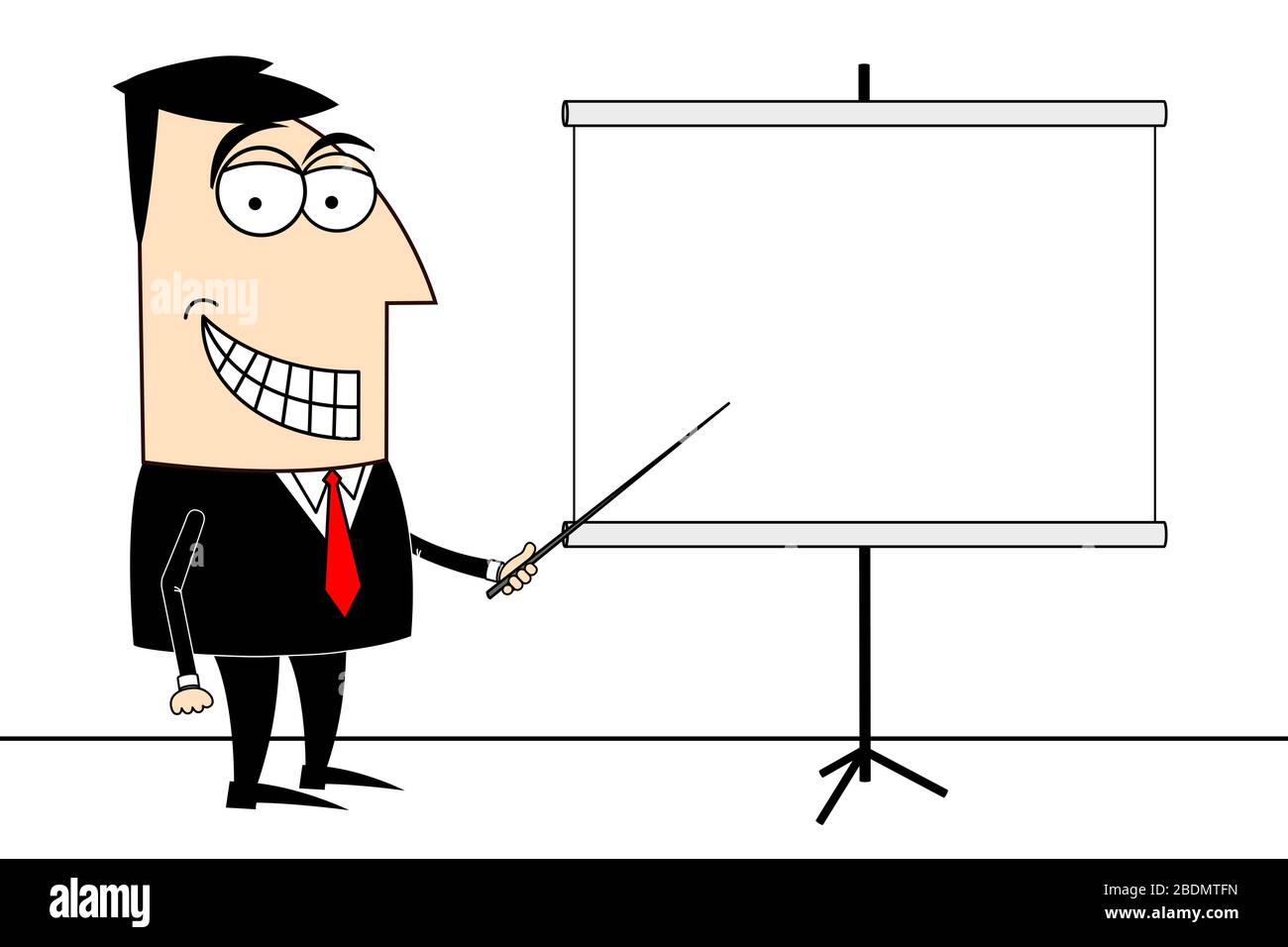 Cartoon businessman, empty presentation chart Stock Photo - Alamy