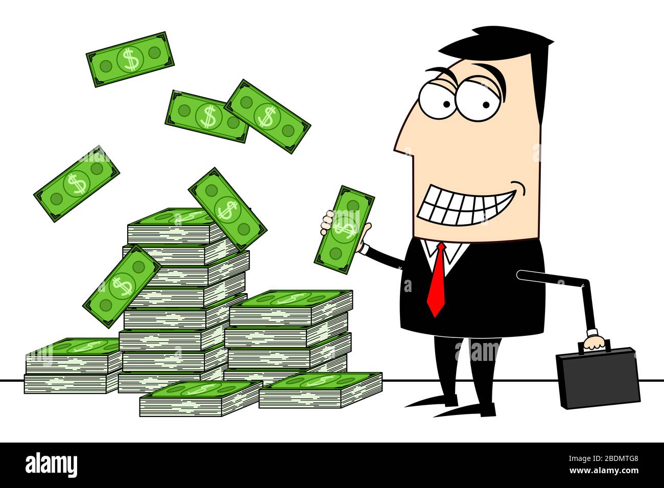 Cartoon businessman, money Stock Photo - Alamy