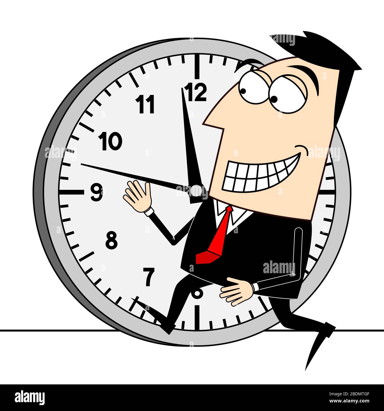 Cartoon businessman - time concept Stock Photo - Alamy