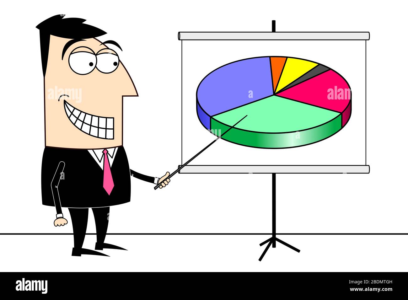Cartoon businessman - chart concept Stock Photo - Alamy