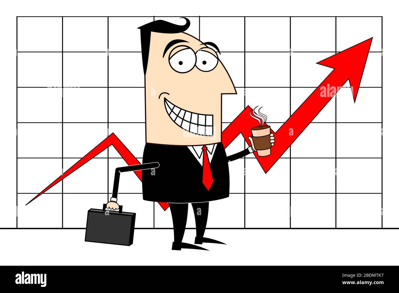 Cartoon businessman, growth chart Stock Photo - Alamy