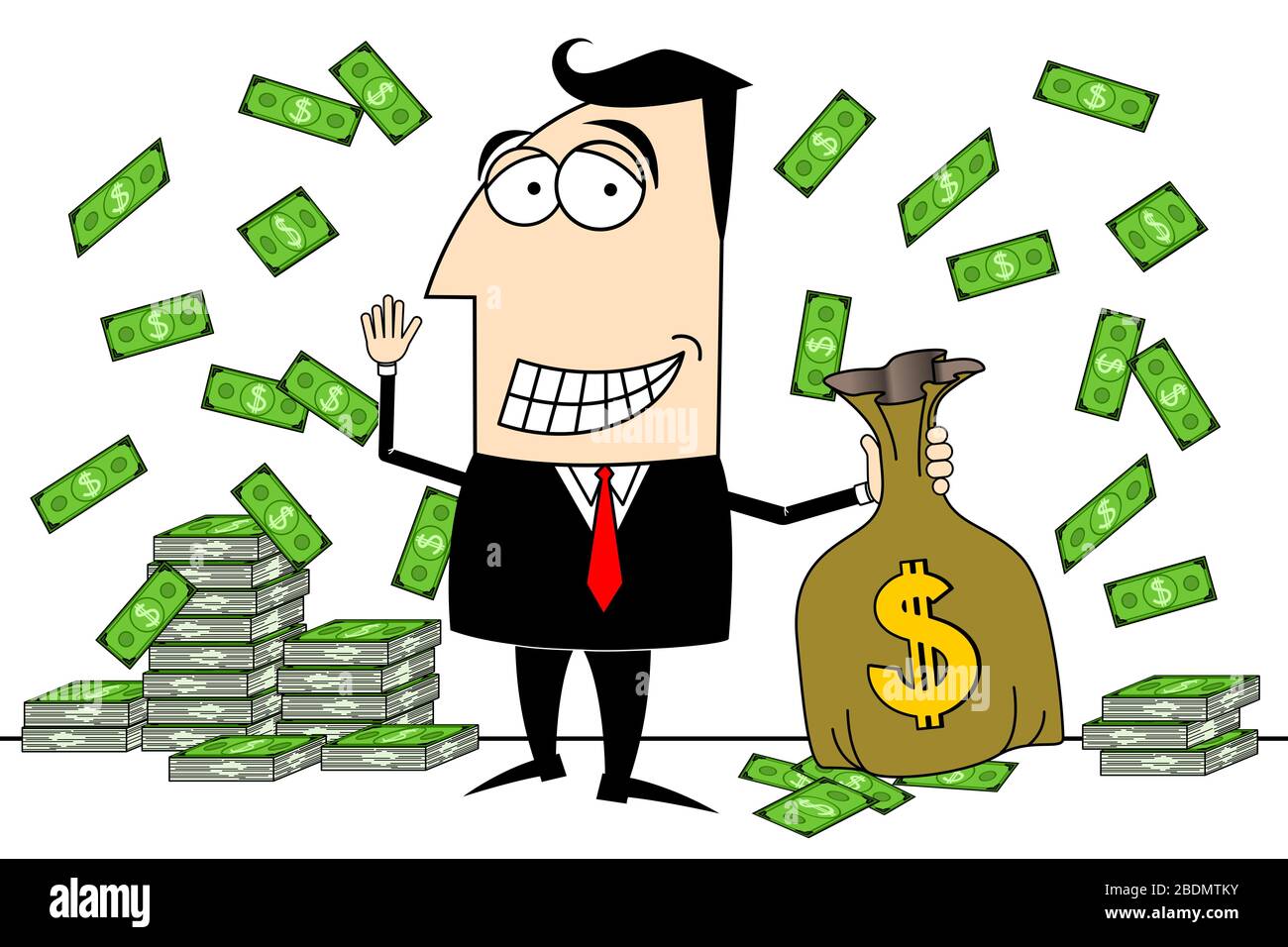 Cartoon businessman, money Stock Photo - Alamy