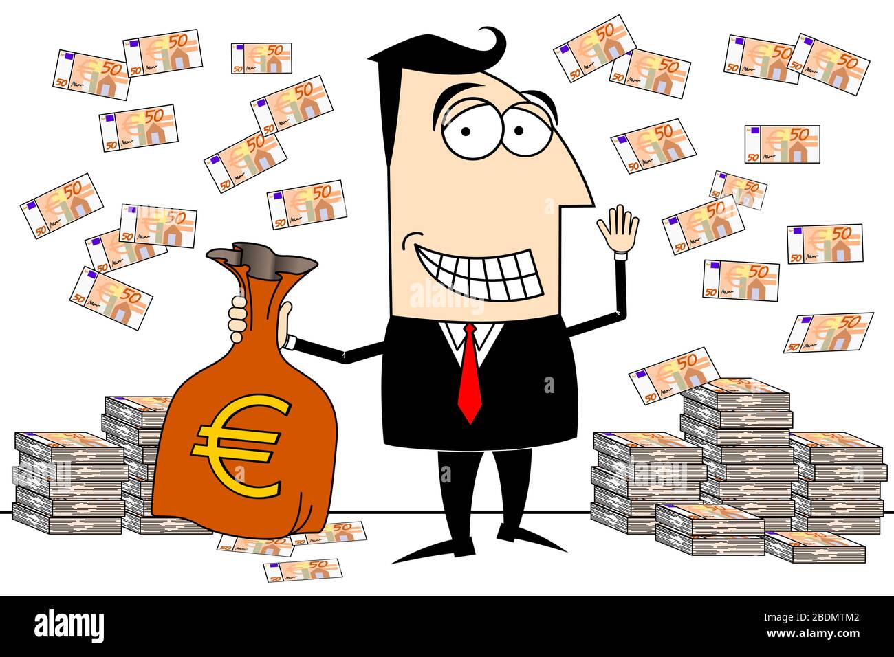 Cartoon businessman, money Stock Photo - Alamy