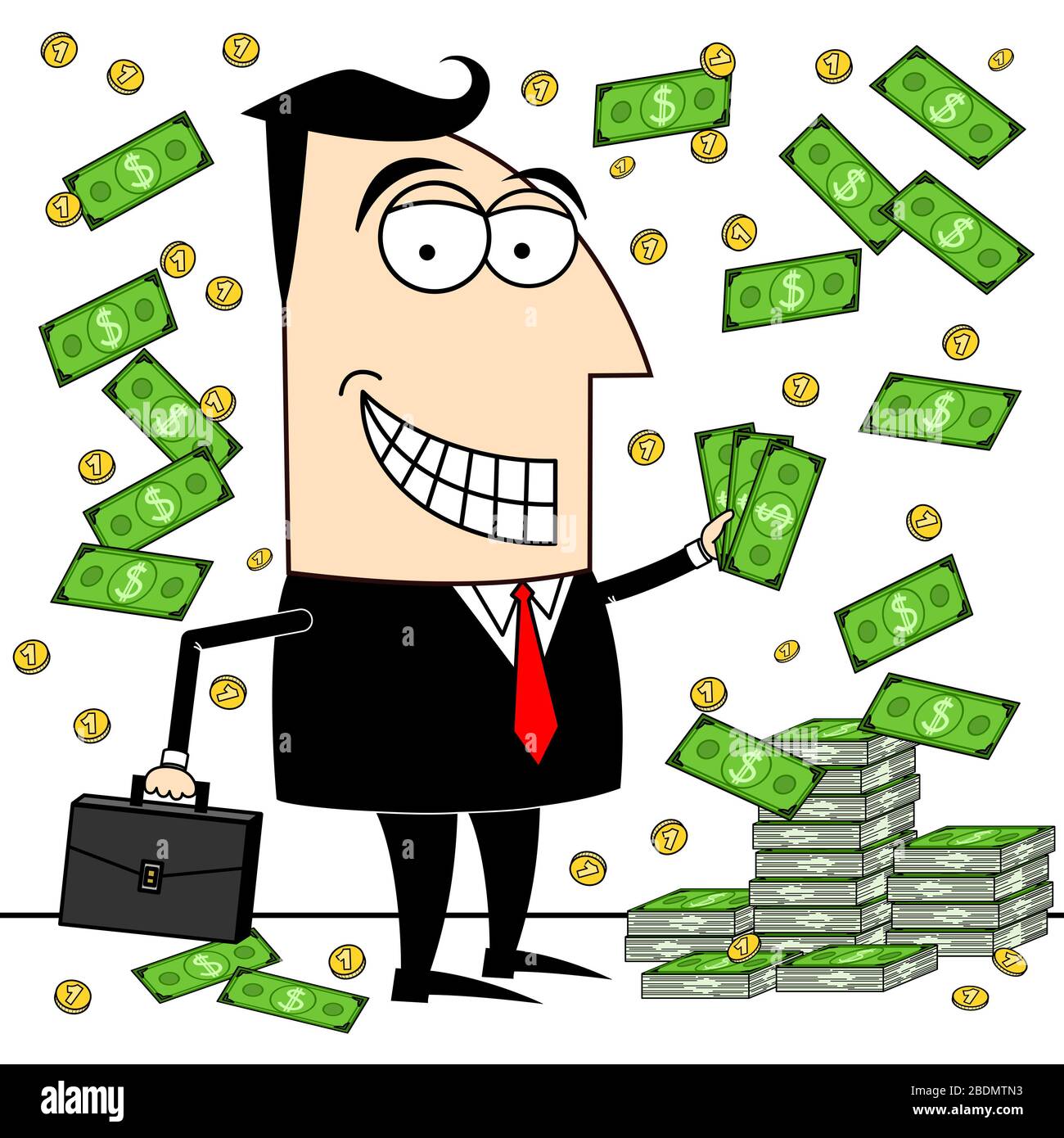 Cartoon businessman, money Stock Photo - Alamy