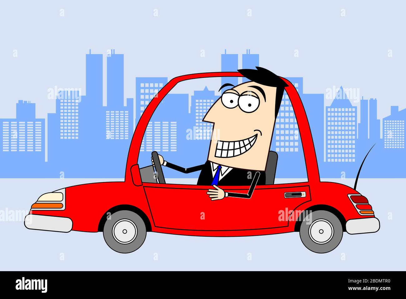 Cartoon businessman driving a car Stock Photo - Alamy