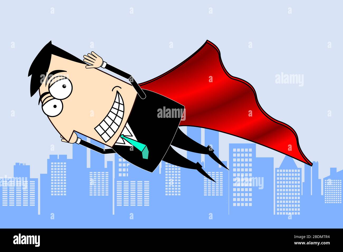 Cartoon businessman flying - hero concept Stock Photo - Alamy