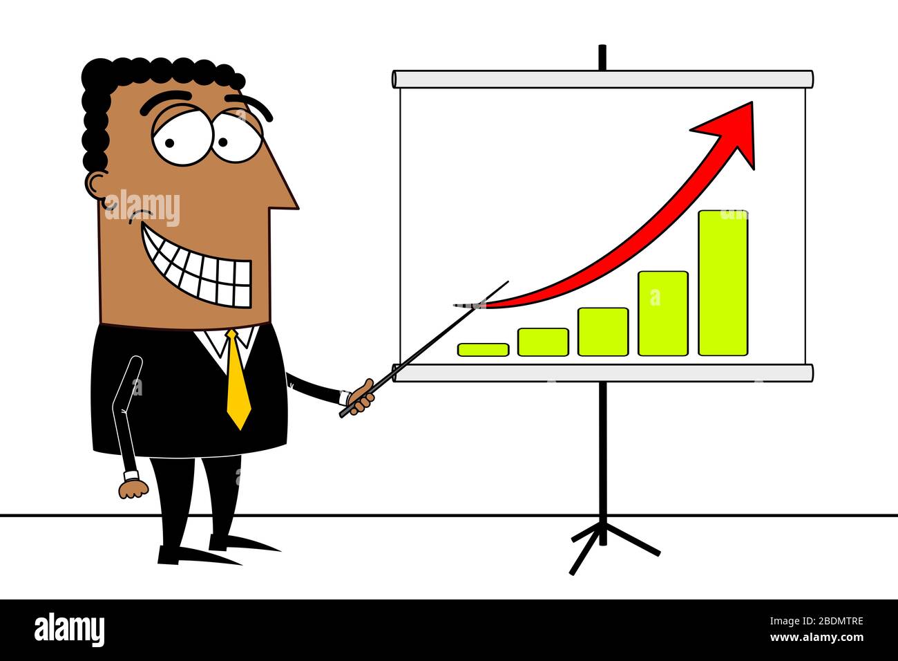 Cartoon businessman, growth chart Stock Photo - Alamy