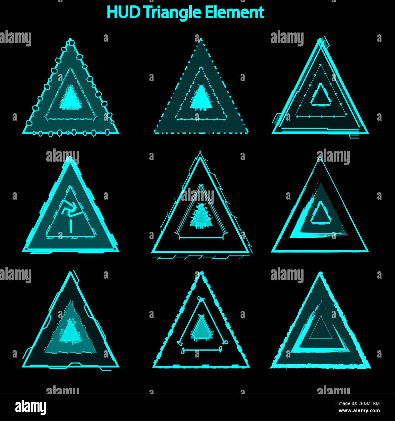 Set of hud triangle elements,Futuristic Sci Fi Modern User Interface ...