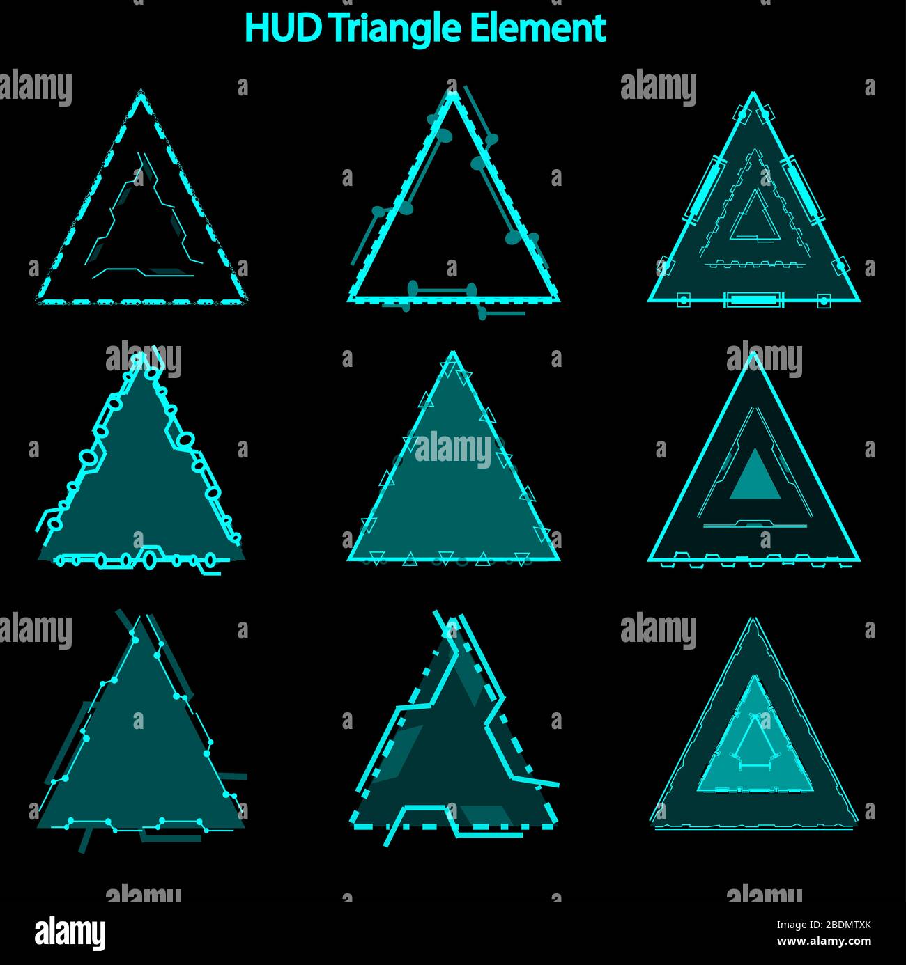 Set of hud triangle elements,Futuristic Sci Fi Modern User Interface ...