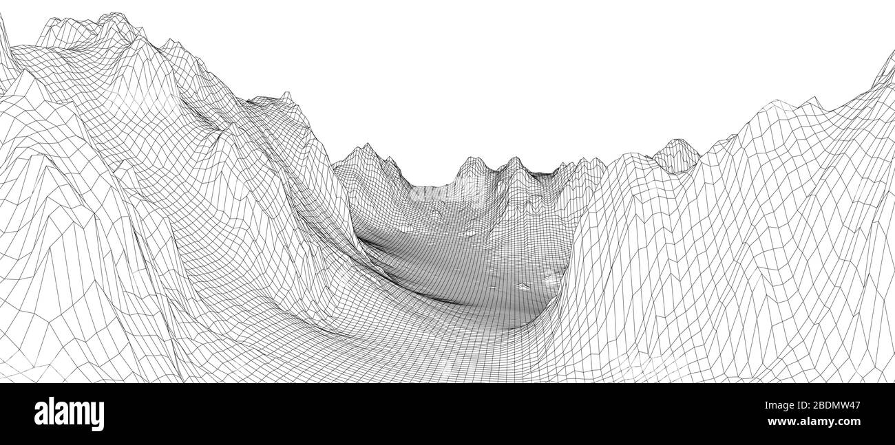 Abstract 3d wire-frame landscape. Blueprint style Stock Vector Image ...