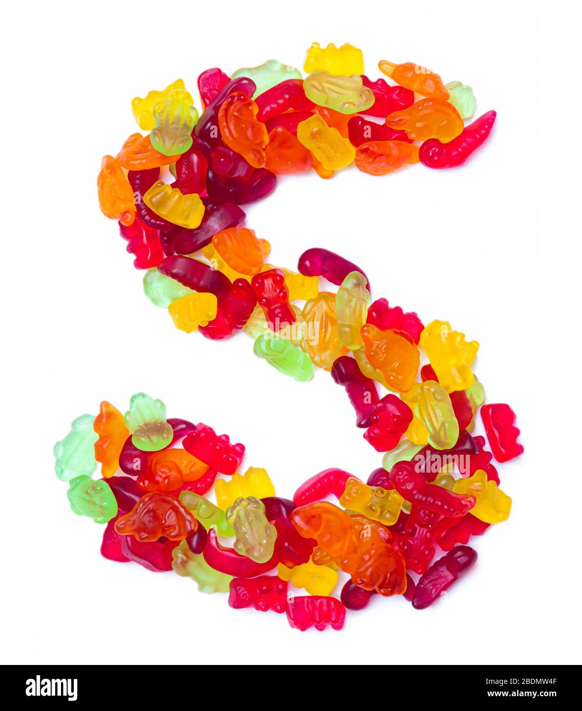 Letter S of the English alphabet from multi-colored marmalade on a ...