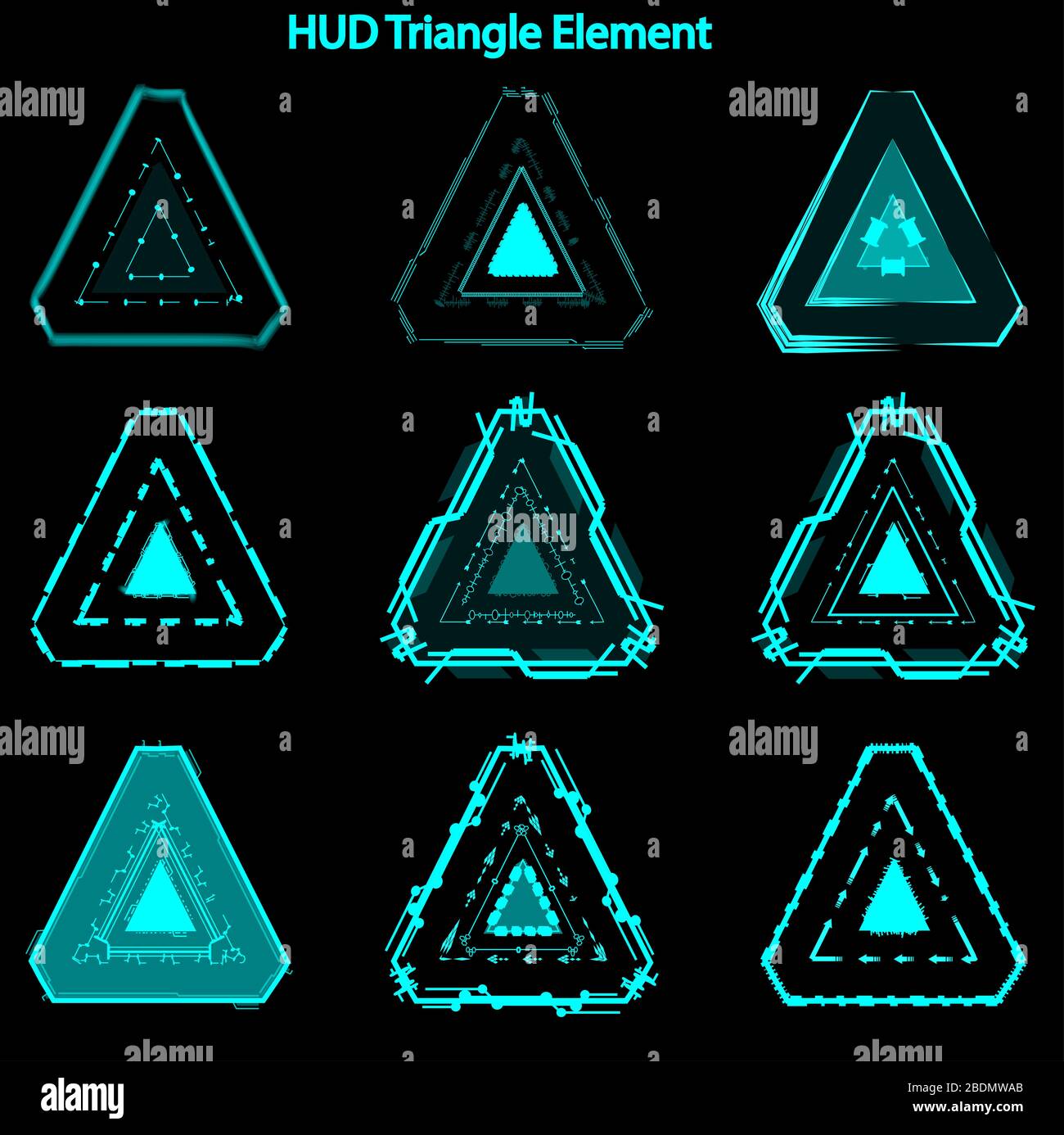Set of hud triangle elements,Futuristic Sci Fi Modern User Interface ...