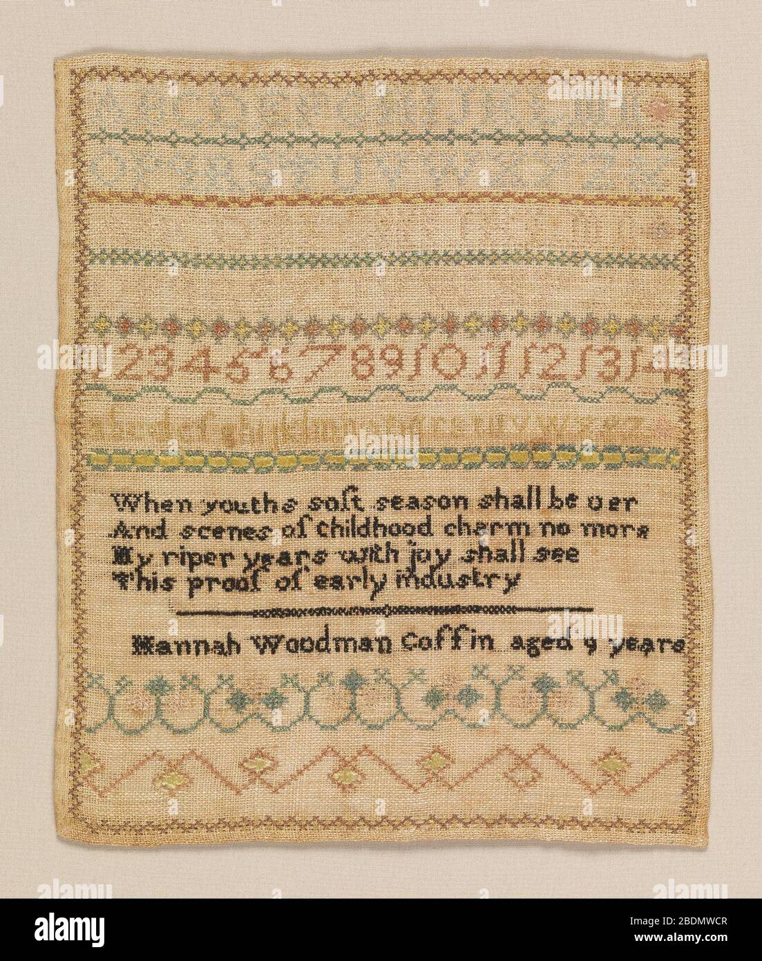 Hannah Woodman Coffin - Sampler Stock Photo - Alamy