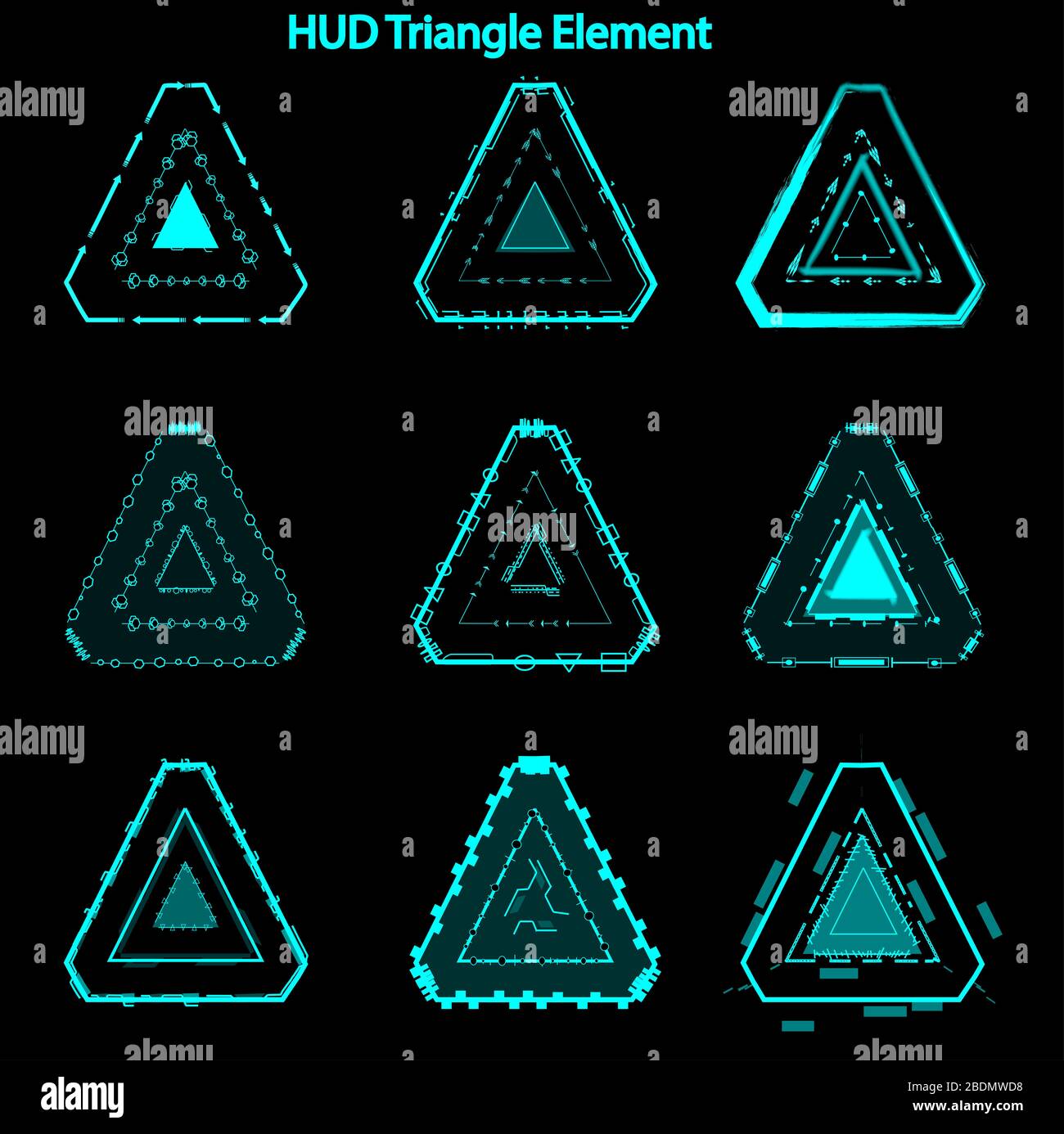 Set of hud triangle elements,Futuristic Sci Fi Modern User Interface ...