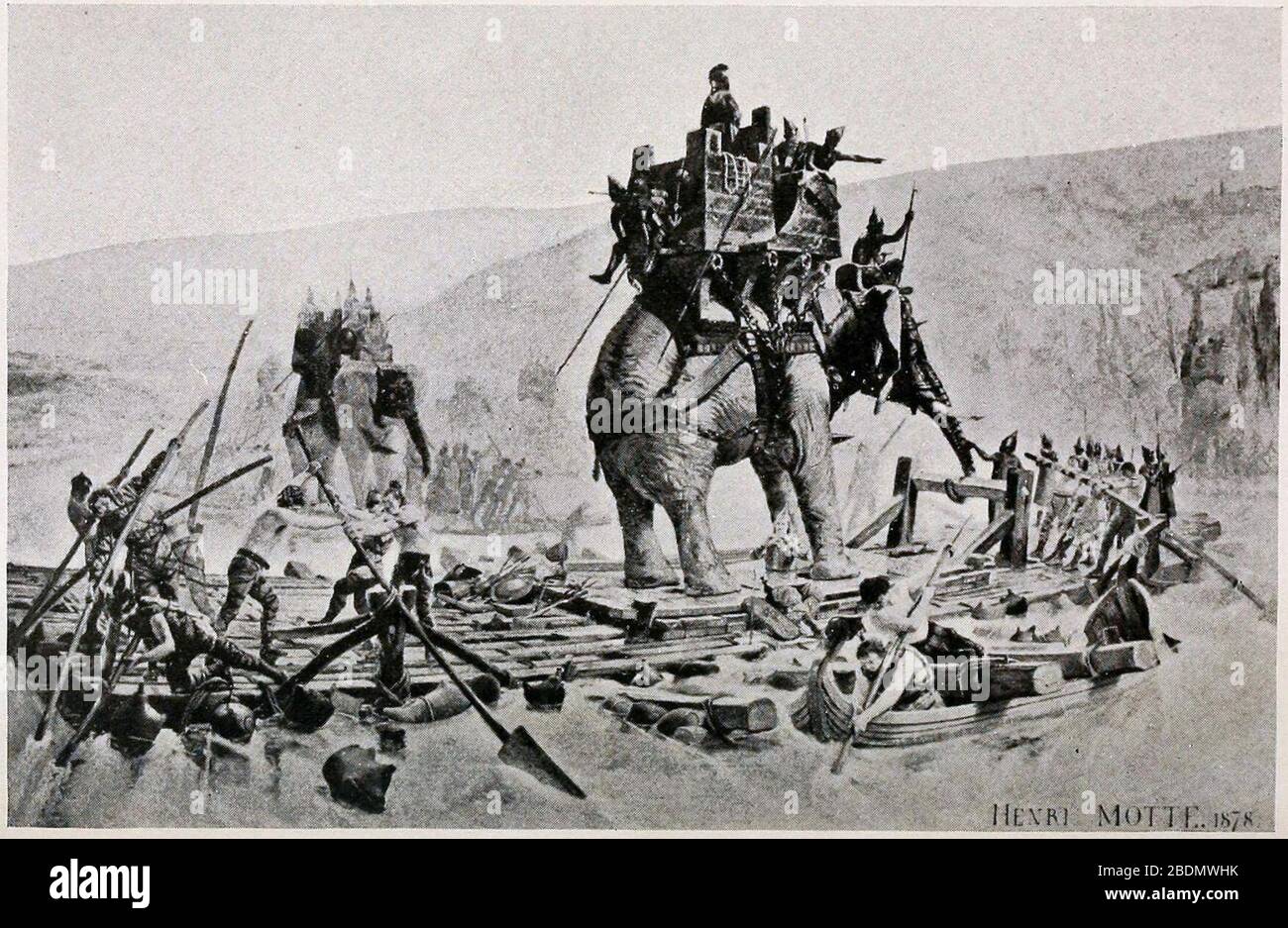 Hannibal's army crossing the Rhone Stock Photo - Alamy