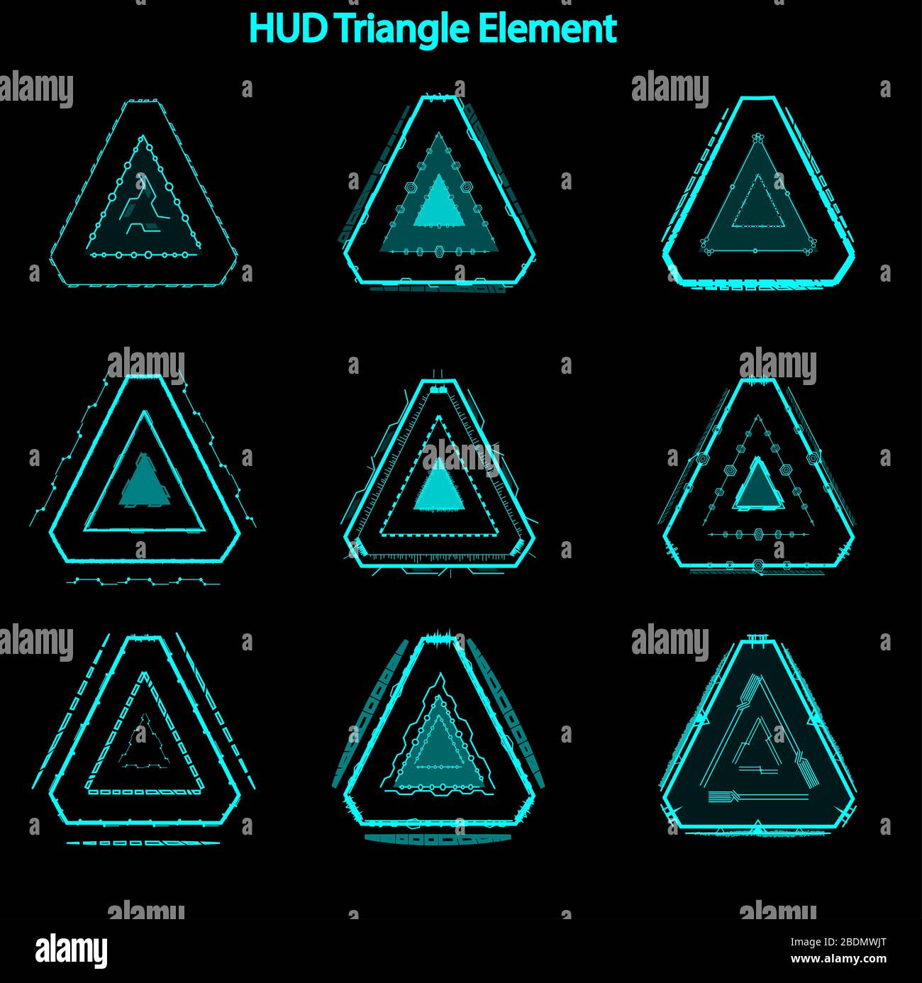 Set of hud triangle elements,Futuristic Sci Fi Modern User Interface ...