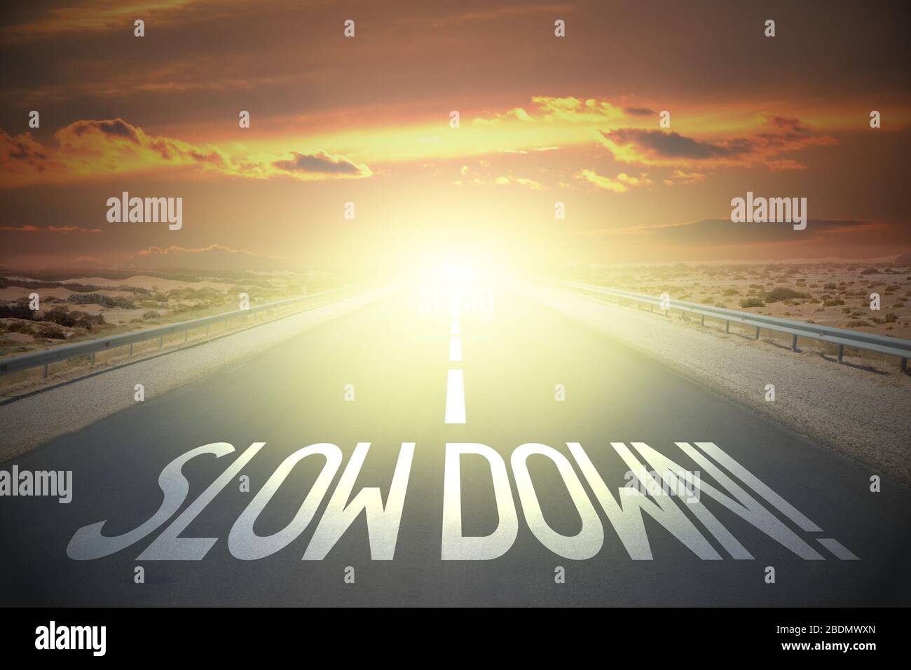 Road concept - slow down Stock Photo - Alamy