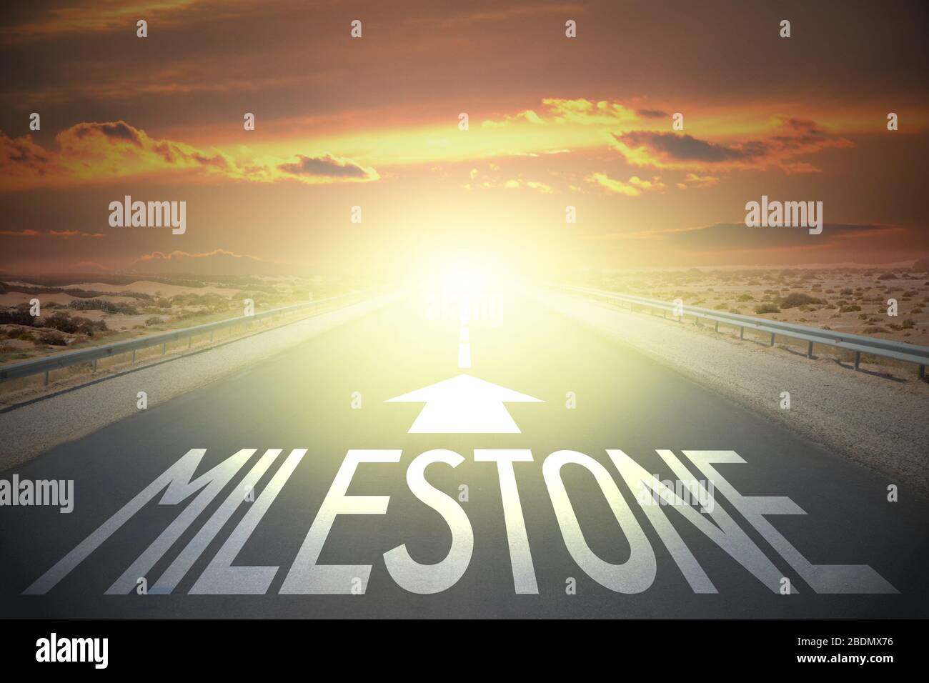 Road concept - milestone Stock Photo - Alamy