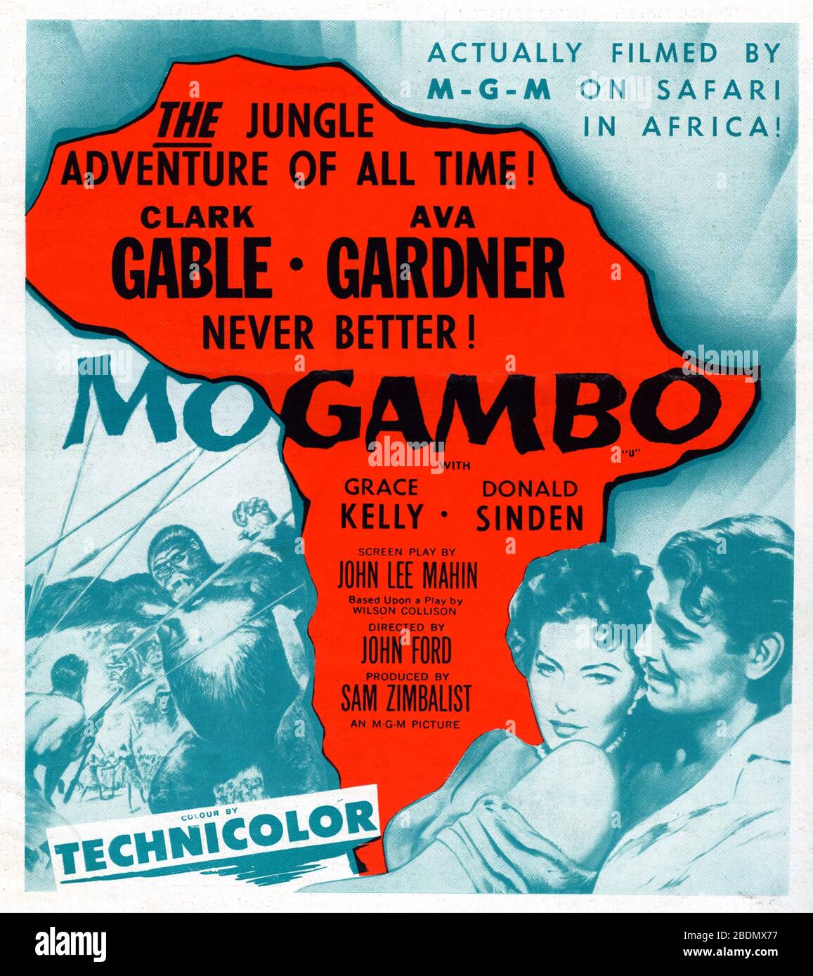 CLARK GABLE and AVA GARDNER in MOGAMBO 1953 director JOHN FORD screenplay John Lee Mahin play ...