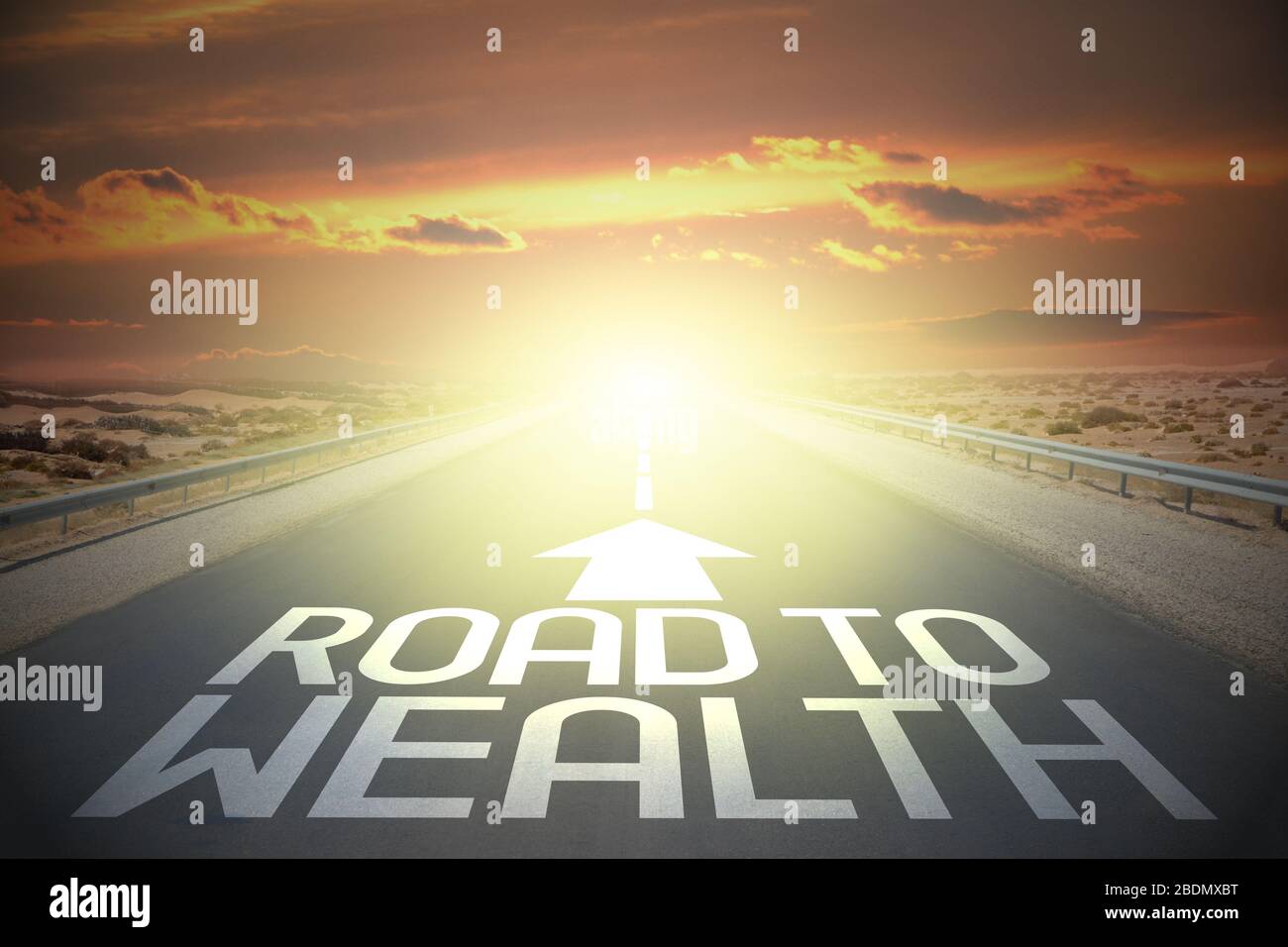 Road concept - road to wealth Stock Photo - Alamy